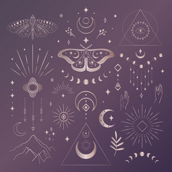 Golden abstract mystic line design elements Vector Image