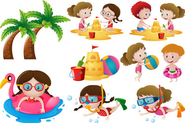 Of summer kids Royalty Free Vector Image - VectorStock