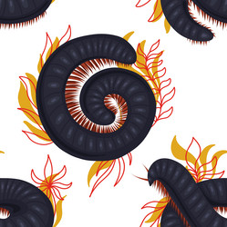 Seamless dark pattern with centipedes Royalty Free Vector