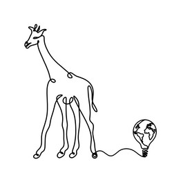 Silhouette of abstract giraffe with light bulb as Vector Image