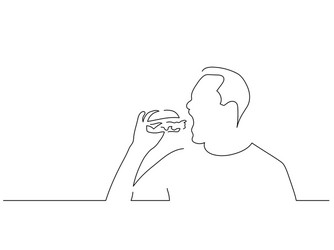 People eating isolated line drawing Royalty Free Vector
