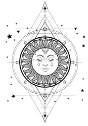 Sun and triple moon pagan wicca moon goddess Vector Image
