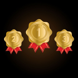 1st 2nd 3rd sports awards three medals gold Vector Image