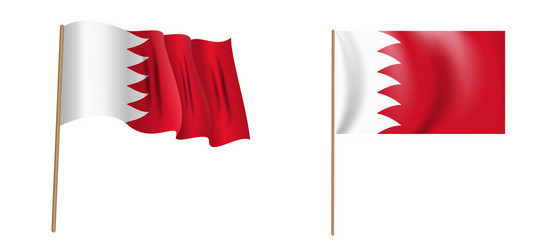 Waving flag of bahrain on white background banner Vector Image