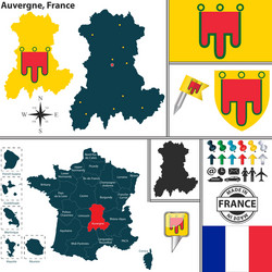 Cartoon france sights on map Royalty Free Vector Image