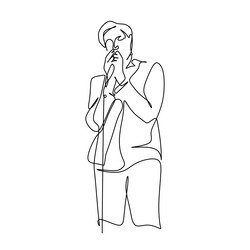 Continuous single line drawing of a male singer Vector Image