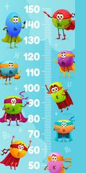 Kids height chart wall metter with funny cartoon Vector Image