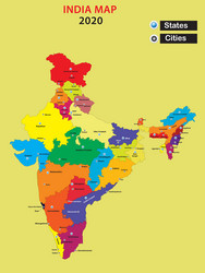 India new map 2020 new division in all new Vector Image