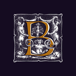 Gothic style letter b logo calligraphy uppercase Vector Image