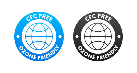 Cfc free - strikethrough freon aerosol component Vector Image