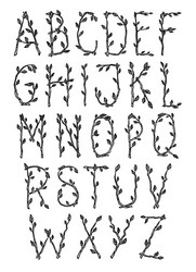 Decorative alphabet letters made tree branches Vector Image