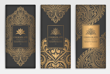 Black and gold packaging design chocolate bars Vector Image