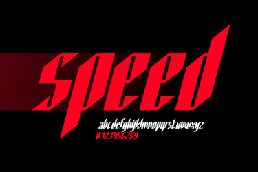Speed letters set red race font italic bold Vector Image
