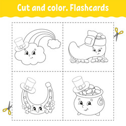 Cut and color flashcard set coloring book Vector Image