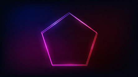 Neon frame in pentagon form with shining effects Vector Image
