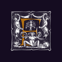 Gothic style letter f logo calligraphy uppercase Vector Image