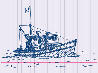 Hand drawn boat Royalty Free Vector Image - VectorStock