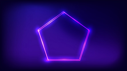 Neon frame in pentagon form with shining effects Vector Image