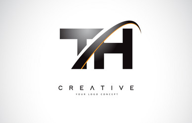 Th t h letter logo design with swoosh and black Vector Image