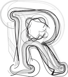Sketch font letter r Royalty Free Vector Image