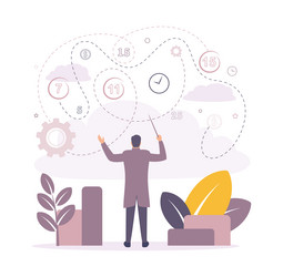 Chaos control a man leads the work process Vector Image