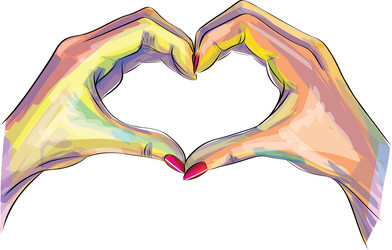 Sketch of hands showing heart shape gesture Vector Image