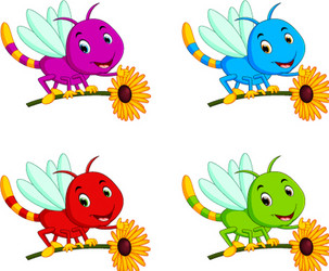 Dragonfly with different facial expressions Vector Image