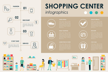 Shopping center concept retail infographic flat Vector Image