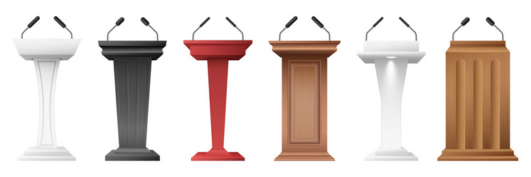 Realistic speech tribune debate podiums Royalty Free Vector