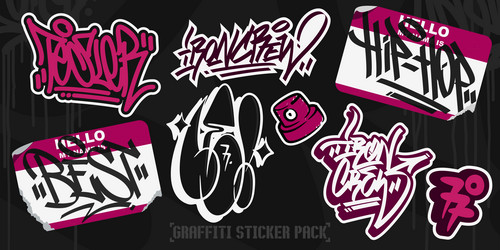 Red abstract colorful urban graffiti style sticker