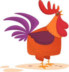 Cartoon rooster with bright feathers Royalty Free Vector