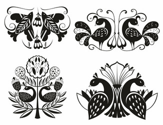 Norwegian folk art bunad black pattern Royalty Free Vector