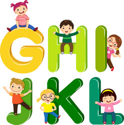 Cartoon kids with rstuv letters Royalty Free Vector Image