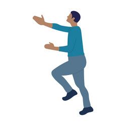 Isolated male cartoon doing an effort to push Vector Image