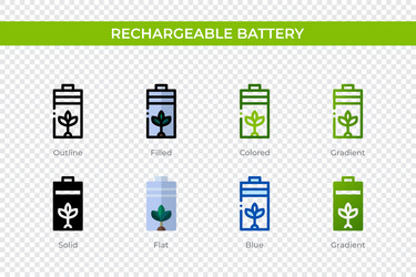 Rechargeable battery icon in different style Vector Image