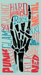 Rock type design with scribbled letter Royalty Free Vector