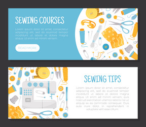 Sewing banner design with tools for handmade craft