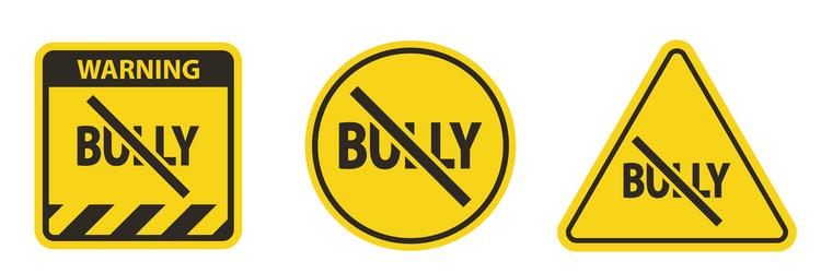 Bullying sign no bully Royalty Free Vector Image