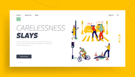 Careless characters using smartphone while Vector Image