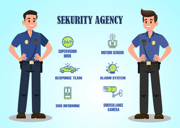 Security guard on mission poster template Vector Image