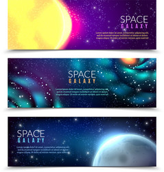 Cartoon space banners horizontal cards Royalty Free Vector