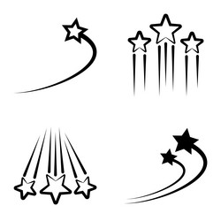 Starfall flat icon set isolated on white Vector Image