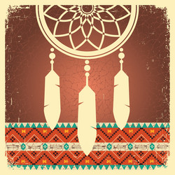 Dream catcher poster with ethnic ornament Vector Image