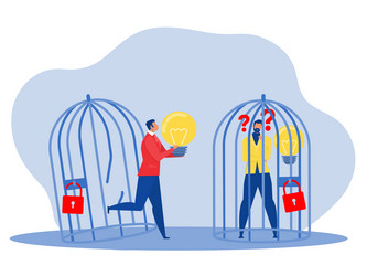 Two Businessman Different Thinking Between Fixed Vector Image