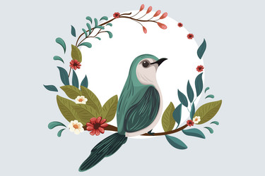 With beautiful bird and flowers Royalty Free Vector Image