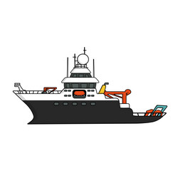 Black white research vessel for sea exploration Vector Image