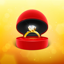 Diamond engagement ring in box icon Royalty Free Vector