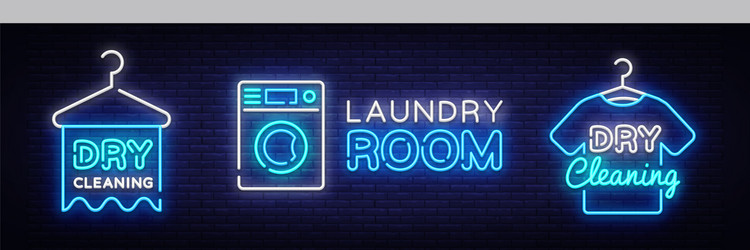 Laundry room neon logo dry cleaning neon Vector Image