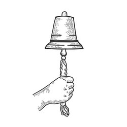 Bell in hand engraving Royalty Free Vector Image