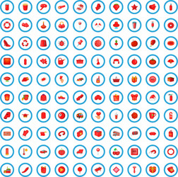 100 red icons set cartoon style Royalty Free Vector Image